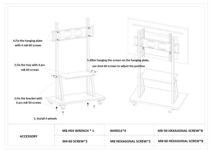 360 Degree Rotating Smart Board Floor Stand , Floor TV Stand With Mount ...